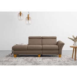 Recamiere Home Affaire "Lindgren", braun (nuss), B:206cm H:84cm T:93cm, 100% Polyester, Sofas, Recamiere, wahlweise motorische TV-Funktion, Bettkasten und Kopfteilverstellung