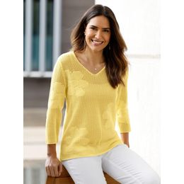 Ajourpullover Classic Basics "Pullover", Damen, Gr. 40, zitrone, 100% Polyacryl, unifarben, Pullover Ajourpullover