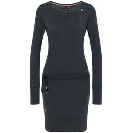 Jerseykleid Ragwear "ALEXA", Damen, Gr. L (40), N-Gr, schwarz 1010, Single Jersey, Obermaterial: 50% Polyester, 38% Baumwolle, 12% Viskose, kontrastfarbene Details, meliert, unifarben, figurbetont, Rundhals, Kleider Jerseykleid, mit Kordelzug und kontrastigen Zierperlen-Besatz