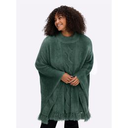 Poncho sheego, Damen, Gr. 2, moos, 100% Polyamid, unifarben, Jacken Poncho