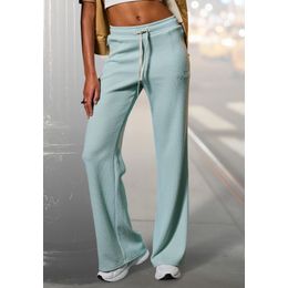 Loungepants French Connection, Damen, Gr. 44/46, N-Gr, gr&uuml;n (mint), Obermaterial: 78% Polyester, 19% Viskose, 3% Elasthan, unifarben, bequem lang, Hosen Loungepants, in gerippter Strickoptik