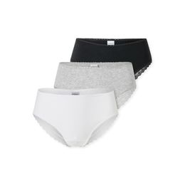 Brasilslip Schiesser "Modern Multipacks", Damen, Gr. 38, sortiert 1, Single Jersey, Obermaterial: 95% Baumwolle, 5% Elasthan, k&ouml;rpernah, Unterhosen Brasilslip, Spitzenb&auml;nder, Single-Jersey, Baumwollmischung