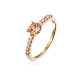 Verlobungsring Elli DIAMONDS "Ring Morganite Wei&szlig; Diamantschliff (0.04 ct) 375 Gelbgold" Gr. 56, gold, Fingerringe, Damen, 56, Gelbgold 375, Verlobungsring