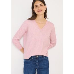 Strickpullover Cecil, Damen, Gr. XL (44), blossom glow melange, Strick, Obermaterial: 33% Polyester, 31% Polyacryl, 24% Baumwolle, 12% Nylon, meliert, h&uuml;ftlang, V-Ausschnitt, Rippstrickb&uuml;ndchen, Pullover Strickpullover, mit V-Ausschnitt und &Auml;rmeldetails