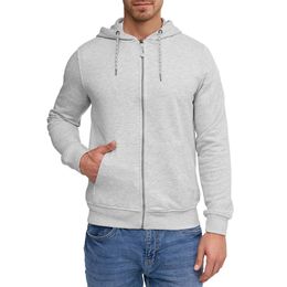 Kapuzensweatjacke INDICODE "INPonto", Herren, Gr. XXL, grau (lt grau mix), Sweatware, Obermaterial: 60% Baumwolle, 40% Polyester, unifarben, regular fit normal, ohne Ausschnitt, Rippb&uuml;ndchen, Sweatjacken Kapuzensweatjacke