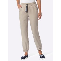 Schlupfhose Classic Basics, Damen, Gr. 46, Normalgr&ouml;&szlig;en, beige (sesam), 100% Polyester, unifarben, lang, Hosen Schlupfhose
