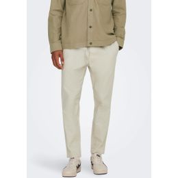 Only & Sons Stoffhose ONLY & SONS "ONSLINUS CROP 0007 COT LIN PNT NOOS", Herren, Gr. M, N-Gr, beige (silber lining), Web, Obermaterial: 75% Baumwolle, 25% Leinen, unifarben, slim fit kn&ouml;chellang, Hosen Stoffhose, mit Leinen