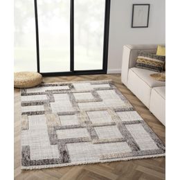 Teppich "Balania", beige (beige, beige), B:140cm H:15mm L:200cm, Polyester, MyFlair M&Ouml;BEL & ACCESSOIRES, Teppiche, Teppich, Kurzflor, mit Hoch-Tief Effekt, besonders weich durch Microfaser