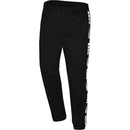 Sporthose CAPELLI SPORT, Herren, Gr. S, N-Gr, schwarz-wei&szlig; (schwarz, wei&szlig;), Obermaterial: 65% Baumwolle, 35% Polyester, unifarben, bequem lang, Hosen Sporthose, seitliche Taschen mit Rei&szlig;verschlu&szlig;