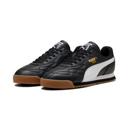Sneaker Puma "ROMA ANNIVERSARIO", Herren, Gr. 44,5, wei&szlig; (Puma schwarz, Puma wei&szlig;, Puma team gold), Leder, mehrfarbig, Schuhe Sneaker