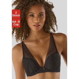Push-up-BH Petite Fleur, Damen, Gr. 75, Cup AA, schwarz (schwarz, wei&szlig;), Microtouch, Obermaterial: 60% Polyamid, 35% Polyester, 5% Elasthan, BHs Push-up-BH, in modischem High-Apex Schnitt