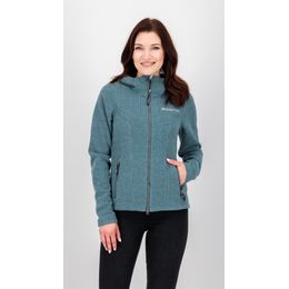 Strickfleecejacke DEPROC Active "GLORY MAY", Damen, Gr. 40 (M), grau (smoke), 100% Polyester, figurbetont, gerader Abschluss, Jacken Strickfleecejacke, mit 2-Wege-Rei&szlig;verschluss