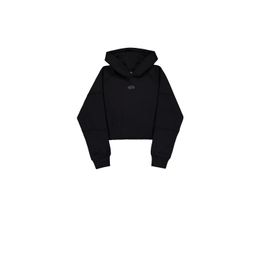 Hoodie Alpha Industries "Waisted Hoodie W", Damen, Gr. S, schwarz, Obermaterial: 70% Baumwolle, 30% Polyester, loose fit, Sweatshirts Hoodie