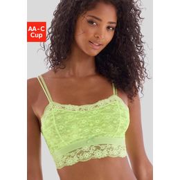 Bralette-BH Vivance "Anisa", Damen, Gr. 85, Cup C, gr&uuml;n (lime), Spitze, Obermaterial: 86% Polyamid, 14% Elasthan, BHs Bralette-BH, aus blumiger Spitze in leichter Longform, sexy Dessous