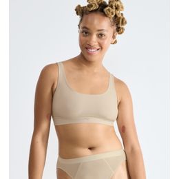 Bustier Sloggi "EVER Ease", Damen, Gr. S, N-Gr, beige (sand beige), Single Jersey, Obermaterial: 82% Baumwolle, 18% Elasthan, BHs Bustier, temperaturausgleichend, Baumwolle, U-Ausschnitt, atmungsaktiv