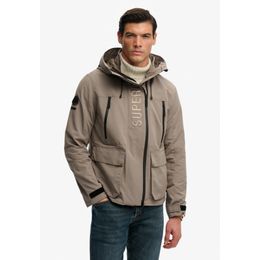 Outdoorjacke Superdry "HOOD ULTIMATE EMB WINBREAKER", Herren, Gr. XL, fort taupe, Web, Obermaterial: 100% Polyester, unifarben, regular fit normal, mit Klettverschluss, Jacken Outdoorjacke, Kunstfaser, regular fit