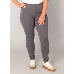 Jeggings Base Level Curvy "Arnika", Damen, Gr. 44, N-Gr, grau (dunkelgrau), Web, Obermaterial: 65% Viskose, 30% Nylon, 5% Elasthan, figurbetont kn&ouml;chellang, Hosen Jeggings, mit Badge