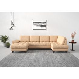 Sit & More Wohnlandschaft SIT & MORE "Westham U-Form", braun (macciato), B:338cm H:88cm T:172cm, 100% Polyester, Sofas, Wohnlandschaft, wahlweise mit Bettfunktion, Bettkasten, Sitztiefenverstellung