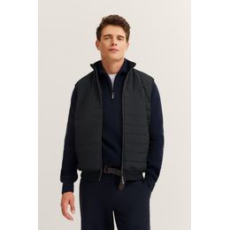 Steppweste Bugatti "Regular Fit", Herren, Gr. L, blau (390, marine), 80% Baumwolle, 20% Polyester, unifarben, regular fit, ohne Ausschnitt, Westen Steppweste, mit Rei&szlig;verschluss und aus einem Baumwollmix