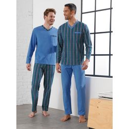 w&auml;schepur Schlafanzug W&Auml;SCHEPUR, Herren, Gr. 60/62, blau (blau, marine), 100% Baumwolle, Homewear-Sets Schlafanzug