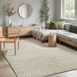 Teppich MERINOS "Elio 6", beige (creme), B:200cm H:16mm L:290cm, Polypropylen, Teppiche, Teppich, moderner Kurzflor Teppich mit Hoch-Tief-Effekt, 3D Effekt