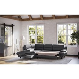 Ecksofa COTTA "Pike L-Form, B: 266 cm", schwarz, B:266cm H:90cm T:217cm, GEDECKTES RINDSLEDER, Sofas, Ecksofa, optional Bettfunktion & Bettkasten