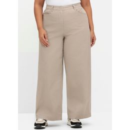 Stretch-Hose sheego, Damen, Gr. 48, Normalgr&ouml;&szlig;en, grau (helltaupe), 98% Baumwolle, 2% Elasthan, unifarben, Hosen Stretch-Hose