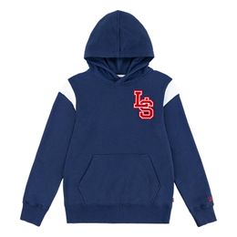Hoodie LEVI'S KIDS "LVB PREP SPORT HOODIE", Jungen, Gr. 4 (104), blau (marineblaus), Sweatware, Obermaterial: 86% Baumwolle, 14% Polyester, Sweatshirts Hoodie