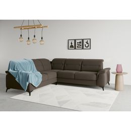 Sit & More Ecksofa SIT & MORE "Sinatra L-Form", braun (espresso), B:251cm H:85cm T:231cm, 90% Polyester, 10% Polyamid, Sofas, Ecksofa, optinal mit Kopfteilverstellung und Armteilfunktion, Metallf&uuml;&szlig;e
