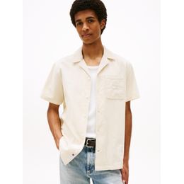 Kurzarmhemd Tommy Jeans "TJM CORD REG CAMP SHIRT", Herren, Gr. XXL, N-Gr, beige (desert sand dune), Web, Obermaterial: 100% Baumwolle, unifarben, regular fit normal, Rundhals, eingesetzt abgesteppte Kante, Hemden Kurzarmhemd, Mit Rundhalsausschnitt