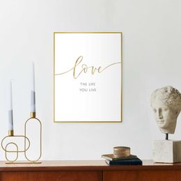 Bild mit Rahmen Reinders "Life is Love", gold (farbe bild(er): gold), B:30cm H:40cm T:1,6cm, Holzwerkstoff, Bilder, Bild mit Rahmen