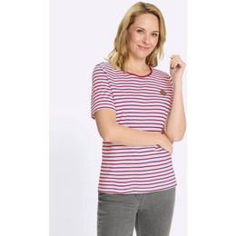 Kurzarmshirt Classic Basics "Kurzarm-Shirt", Damen, Gr. 42, rot, wei&szlig;, gestreift, 100% Baumwolle, bedruckt, gemustert, gestreift, Rundhals, Shirts Kurzarmshirt