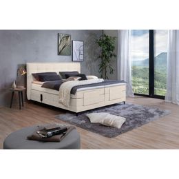 Boxspringbett Alina "Edward", wei&szlig; (wei&szlig; xbo 1), B:200cm L:209cm, Struktur fein XBO (100% Polyester), Komplettbetten, Boxspringbett, 180x200cm, mit motorischer Verstellung, inklusive Matratze und Topper