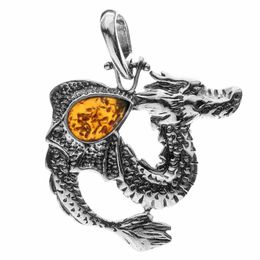 Kettenanh&auml;nger OSTSEE-SCHMUCK "OSTSEE-SCHMUCK Anh&auml;nger Drache Anh&auml;nger Drache", wei&szlig; (wei&szlig;, neutral), Schmuckanh&auml;nger, Damen, 36 x 29mm, Silber 925 (Sterlingsilber), 4,3 g, Kettenanh&auml;nger