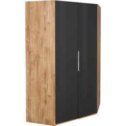 Eckkleiderschrank wimex "Level by fresh to go", grau (plankeneichefarben, grauglas), H:216cm, Schr&auml;nke, Eckkleiderschrank, mit Glast&uuml;ren