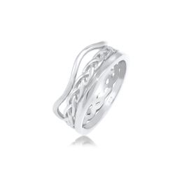 Ring-Set Elli "Ring Ringset Trend Welle Zopf Gedreht Style 925 Silber" Gr. 52, silber, Fingerringe, Damen, 52, ohne Stein, Silber 925 (Sterlingsilber), 3mm, Ring-Set
