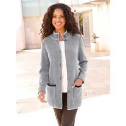 Strickjacke Casual Looks, Damen, Gr. 40, beige (ecru, schwarz, meliert), 51% Baumwolle, 49% Polyacryl, meliert, Strickjacken Strickjacke