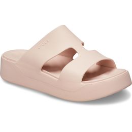Badepantolette Crocs "Getaway Platform H-Strap", Damen, Gr. 42, beige (quartz), Croslite&trade;, Schuhe Badepantolette, Sommerschuh, Schlappen, Badeschuh, Poolslides, weiche Innensohle
