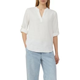 Klassische Bluse s.Oliver, Damen, Gr. 36, wei&szlig;, Obermaterial: 52% Leinen, 48% Viskose, unifarben, regular fit taillenbedeckt, Rundhals, Aufschlag, Blusen Klassische Bluse, mit Turn-up