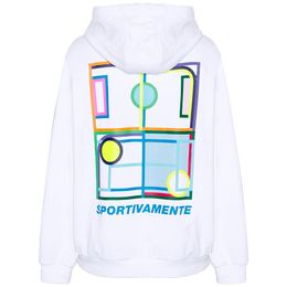 Kapuzensweatshirt Lotto, Herren, Gr. L (52/54), wei&szlig; (hellwei&szlig;), 80% Baumwolle, 20% Polyester, bedruckt, ohne Ausschnitt, Umschlagrippbund, Sweatshirts Kapuzensweatshirt, - mit plakativem R&uuml;ckenprint