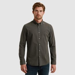 PME-Legend Langarmhemd PME LEGEND, Herren, Gr. XXL, N-Gr, forged iron, Web, Obermaterial: 97% Baumwolle, 3% Elasthan, unifarben, regular fit normal, Manschette, Hemden Langarmhemd, mit Logo Stickerei