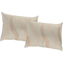Dekokissen WIRTH "LUPARA" Gr. 2, beige (beige, gemustert), B:50cm L:50cm, Baumwolle, Polyester, Dekokissen_Sitzkissen_Kissenh&uuml;llen, Dekokissen, Kissenh&uuml;lle ohne F&uuml;llung, 2 St&uuml;ck