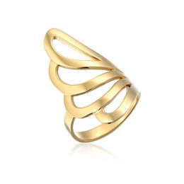 Silberring NENALINA "Ring Basic Wellen Geschwungen Schlicht 925 Silber" Gr. 56, gold, Fingerringe, Damen, 56, Silber 925 (Sterlingsilber), Silberring
