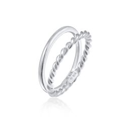 Ring-Set Elli "Ring Basic Twisted 2er Set 925 Silber" Gr. 54, silber, Fingerringe, Damen, 54, ohne Stein, Silber 925 (Sterlingsilber), Ring-Set