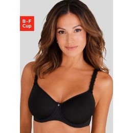 Minimizer-BH Nuance, Damen, Gr. 75, Cup F, schwarz, Microtouch, Obermaterial: 82% Polyamid (TACTEL), 18% Elasthan (LYCRA), BHs Minimizer-BH, mit B&uuml;gel & leichten Spacer-Schalen, mit verspielten Spitzentr&auml;gern