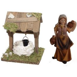 Krippen-Zubeh&ouml;r ALFRED KOLBE "Brunnen und Figur Magd mit Krug., Weihnachtsdeko", braun, Holzwerkstoff, Polyresin (Kunststein), Dekofiguren, Krippen-Zubeh&ouml;r