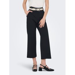 Culotte Only "ONLPOPTRASH LIFE MW STRAIGHT CULOTTE PNT", Damen, Gr. L, N-Gr, schwarz, Milano Rib, Obermaterial: 63% Viskose, 32% Nylon, 5% Elasthan, unifarben, regular fit kn&ouml;chelfrei, Hosen Culotte, elastisches B&uuml;ndchen hinten