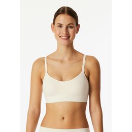 Bustier Schiesser "Unique Cotton", Damen, Gr. 40, N-Gr, wei&szlig; (off, wei&szlig;), Obermaterial: 90% Baumwolle, 10% Elasthan, unifarben, BHs Bustier, mit herausnehmbaren Pads, ohne B&uuml;gel