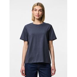 Rundhalsshirt Pieces "PCRIA SS SOLID TEE NOOS BC", Damen, Gr. S, blau (ombre blau), Single Jersey, Obermaterial: 100% Baumwolle, unifarben, regular fit normal, Rundhals, Shirts Rundhalsshirt