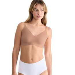 Bralette Sloggi "ZERO Microfibre 2.0", Damen, Gr. L, N-Gr, braun (cameo braun), Obermaterial: 76% Polyamid, 24% Elasthan, BHs Bralette, nahtlos, herausnehmbare Einlagen, mittlerer Halt, Microfaser